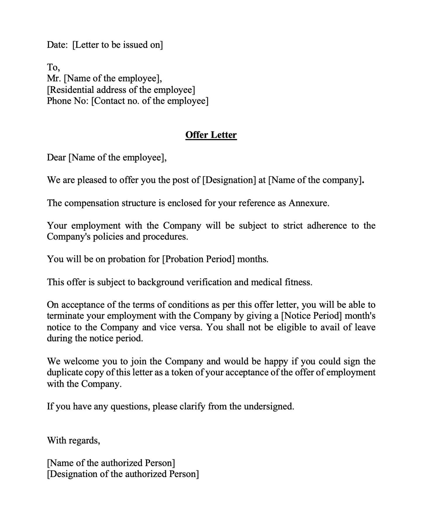 How To Write Offer Letter For Employee - Infoupdate.org